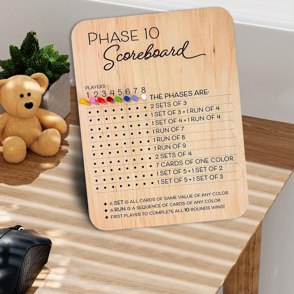 Wooden Phase 10 Score Board Kesoto Phase Ten Score Board 2025 New ...